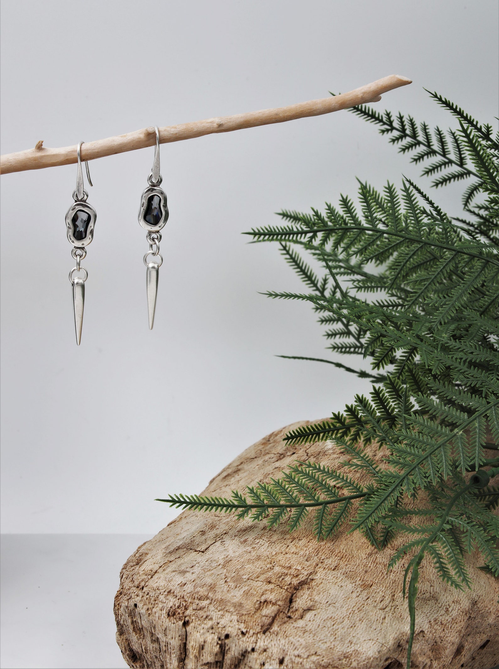 Mismatched Swarovski Spike Drop Earring Set Grunge Sharp - Etsy