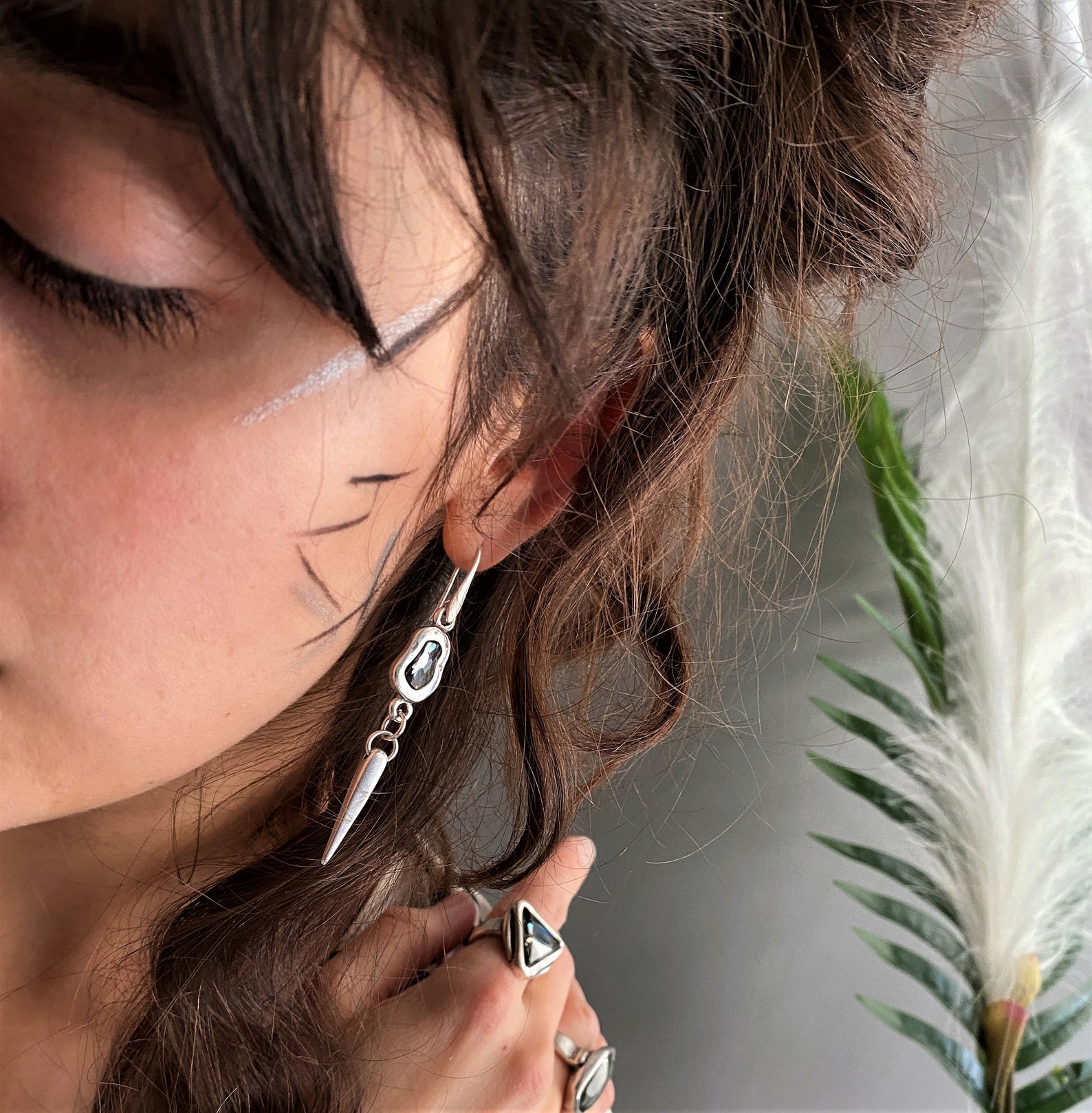 Mismatched Swarovski Spike Drop Earring Set Grunge Sharp - Etsy