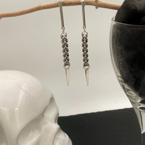 Edgy Spike Charm Earrings, Statement Sharp Extra Long Earrings, Foxtail ...