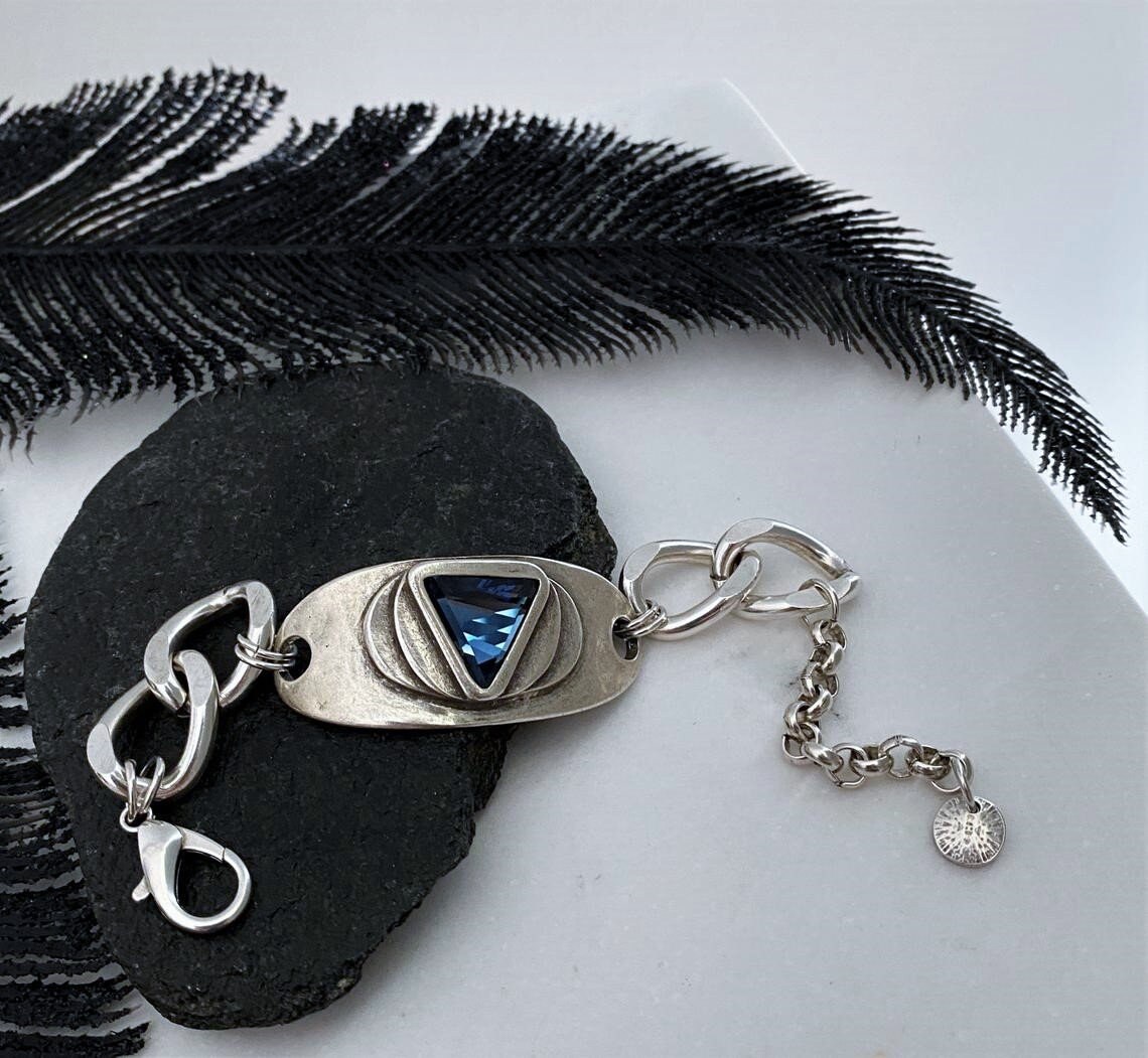 Antique Silver Uno De 50 Style Swarovski Chain Adjustable - Etsy