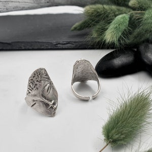 Antique Silver Ancient Greek Face Ring• Adjustable Statement Face Ring ...