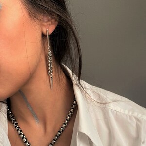 Edgy Spike Charm Earrings, Statement Sharp Extra Long Earrings, Foxtail ...