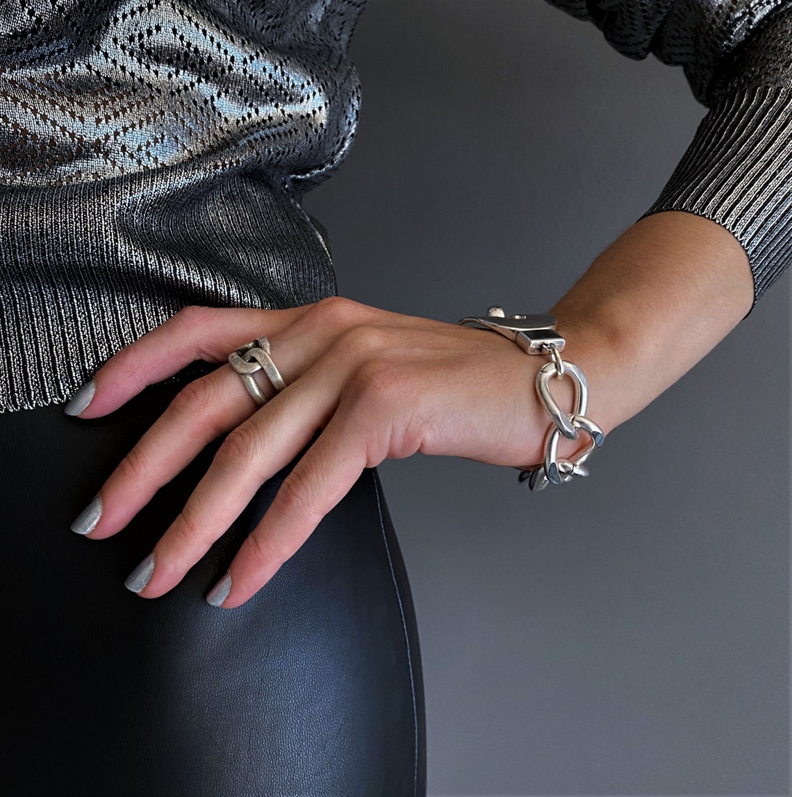 Oversized Curb Chain Big Hook Bracelet Wide Lock Clasp Thick - Etsy