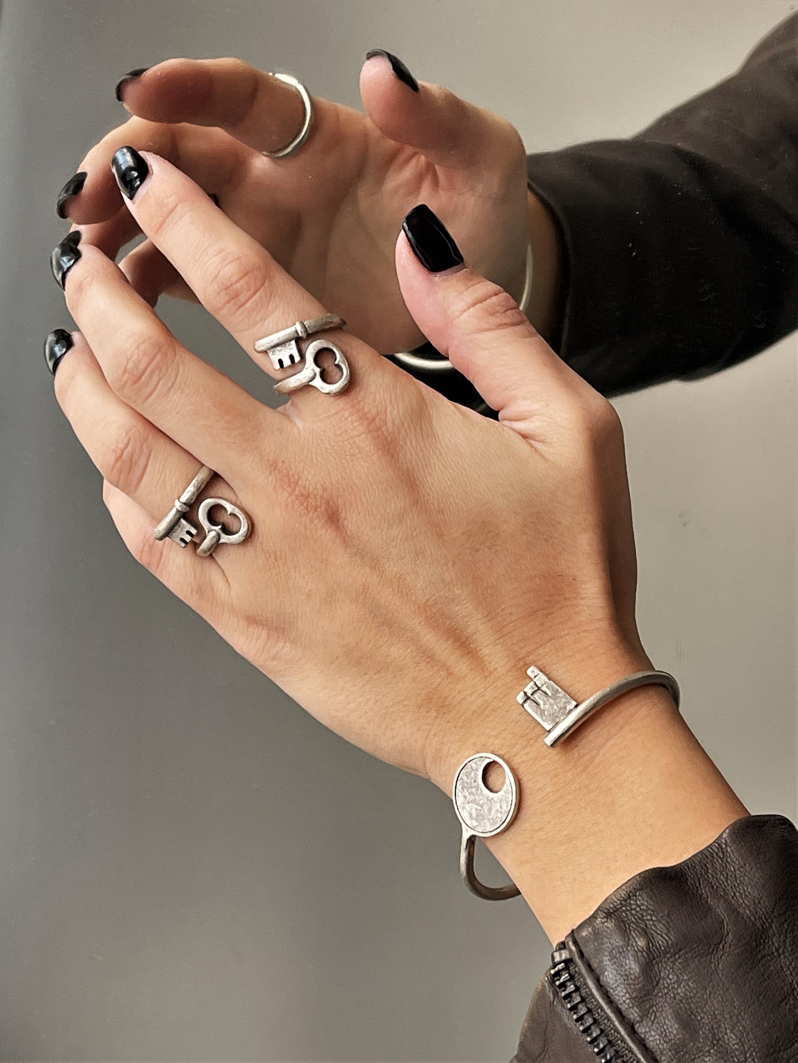 Antique Silver Wrap-around Key Ring Adjustable Key-shaped - Etsy