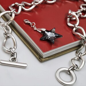 Oversized Star Crystal CHUNKY Chain Necklace, Curb Chain Statement Star ...