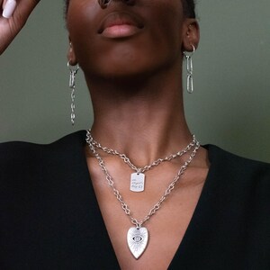 Set of Three Silver Chain Layered Punk Rock Style Pendants• Evil Eye ...