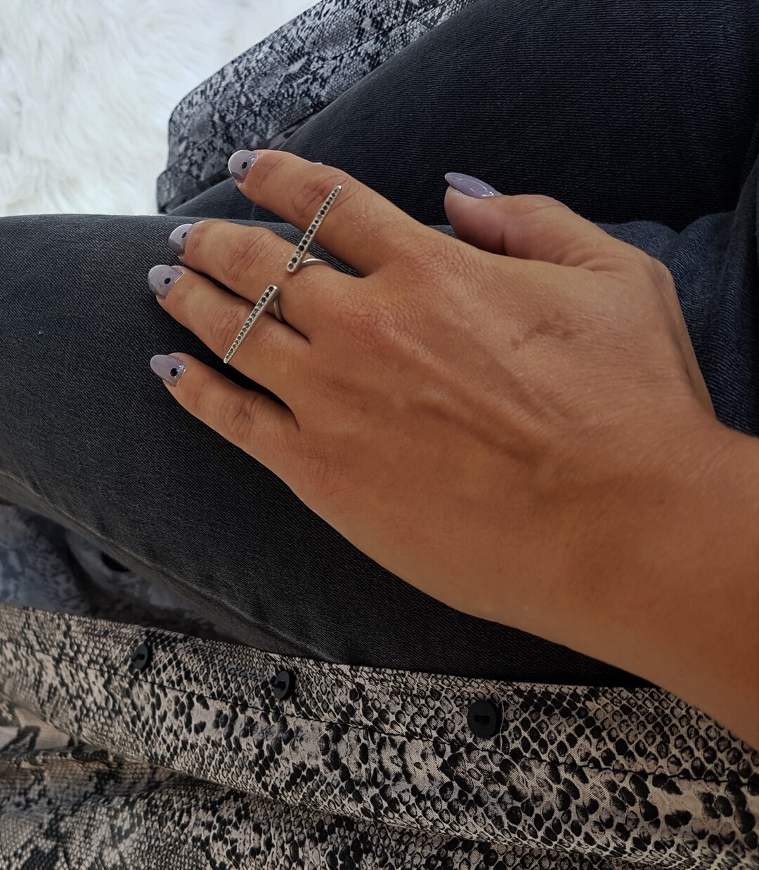 Antique Silver Pointed Multi Finger Ring• Knuckle Open Statement Ring ...