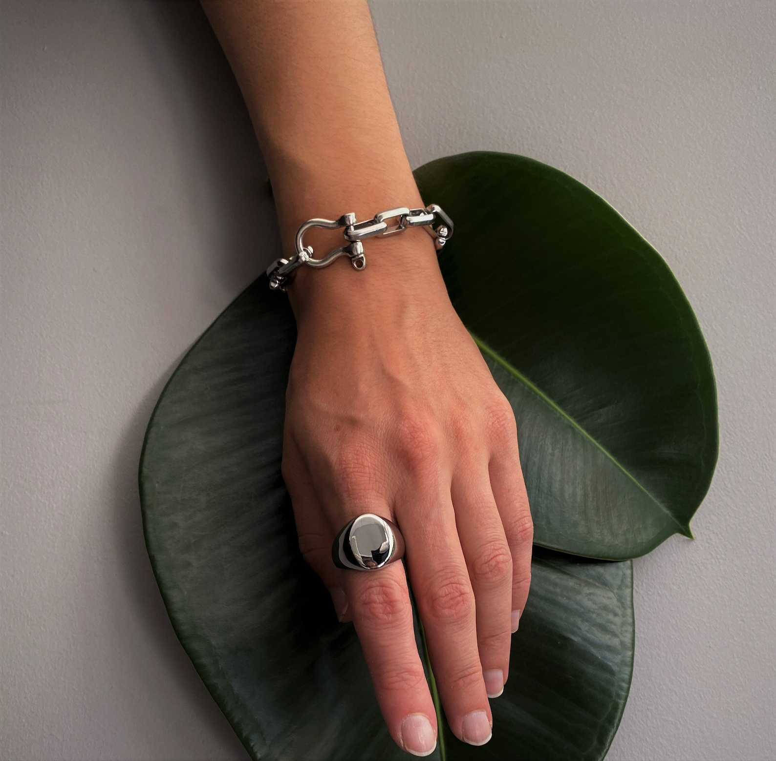 Shiny Stainless Steel Shackle Bracelet Thick Oval Link Chain - Etsy