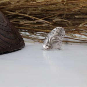 Antique Silver Ancient Greek Face Ring• Adjustable Statement Face Ring ...