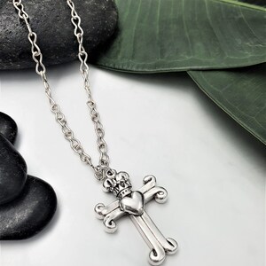 Large Silver Cross Chain Necklace, Big Cross Silver Chain Pendant ...