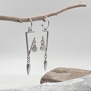 Statement Dangle Long Earrings• Hoop Sharp Earrings• Edgy Silver Plated Earrings• Modern Rock ...