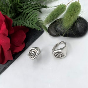 Silver Open Evil Eye Ring, Adjustable Evil Eye Ring, Square Unisex ...