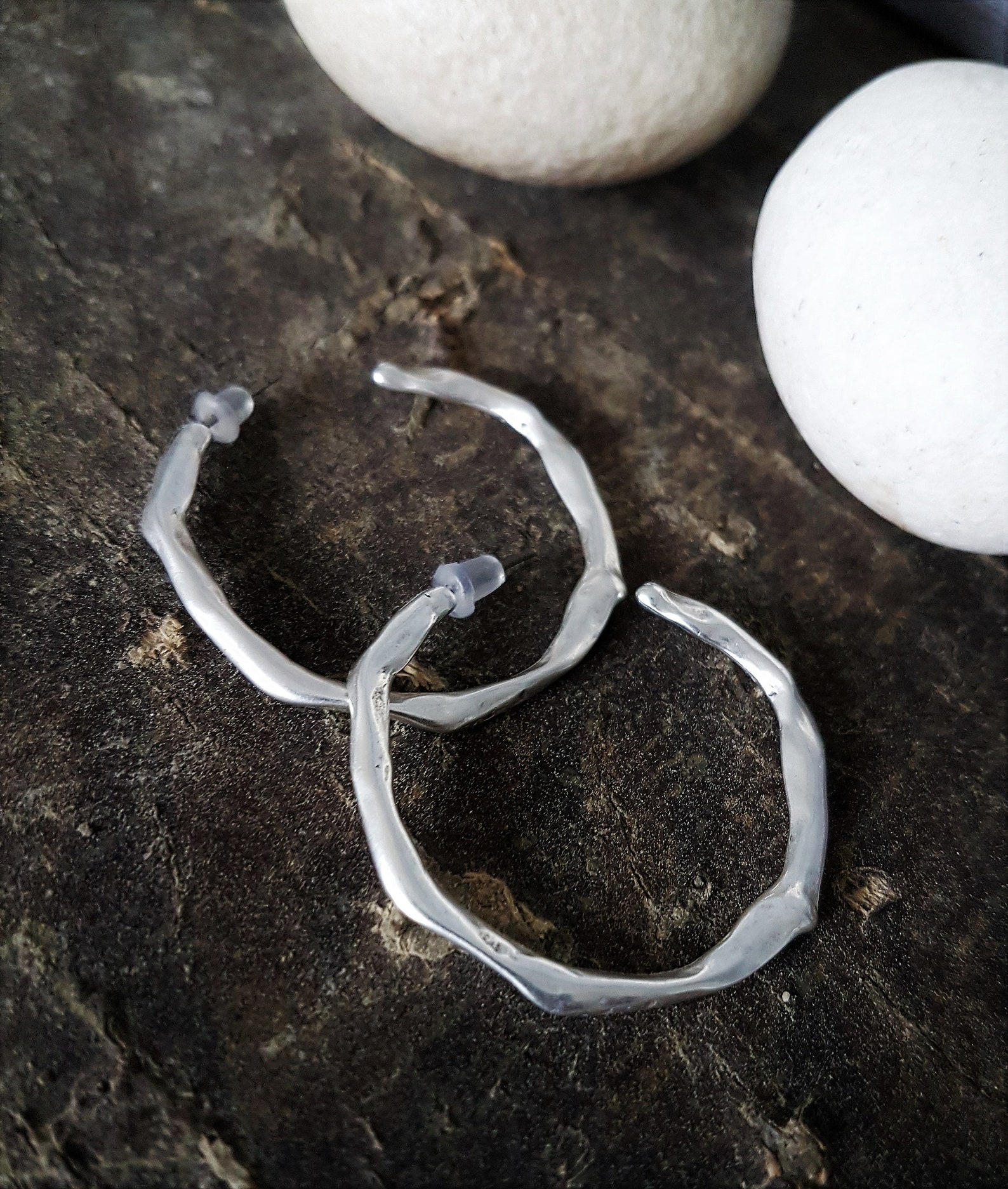 Womens Silver Hoop Branch Earrings Abstract Hoop Silver - Etsy