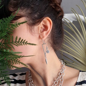 Statement Dangle Long Earrings• Hoop Sharp Earrings• Edgy Silver Plated Earrings• Modern Rock ...