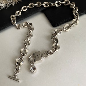 Swarovski Necklace, Link Chain Padlock Necklace, Thick Chain Key-lock ...