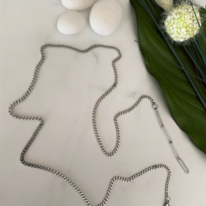 Waterproof Shiny Curb Link Belly Chain• Stainless Steel Waist Cuban ...