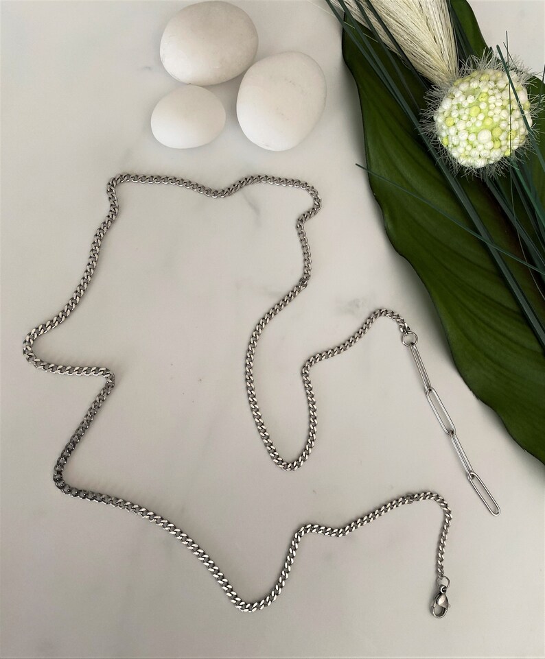 Waterproof Shiny Curb Link Belly Chain Stainless Steel Waist - Etsy