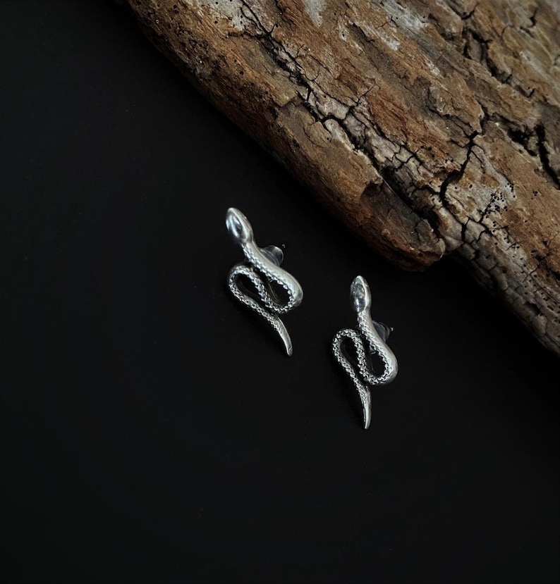 Mens Snake Stud Earrings Minimal Silver Snake Earrings - Etsy