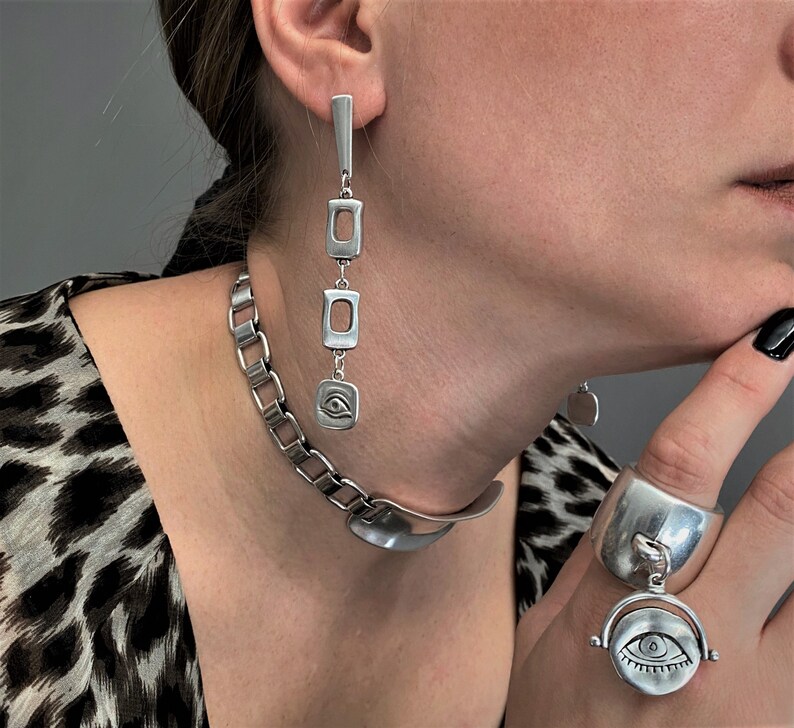 Giant EVIL EYE Ring Statement Padlock With Key Ring Heavy - Etsy