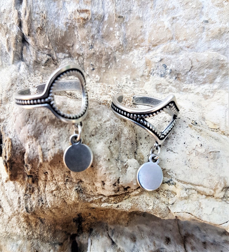 Silver Rhombus Adjustable With Charm Ring Open Antique Silver - Etsy