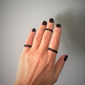 Black Brass Adjustable Ring, Women's Triangles Ring, Black Open Ring ...