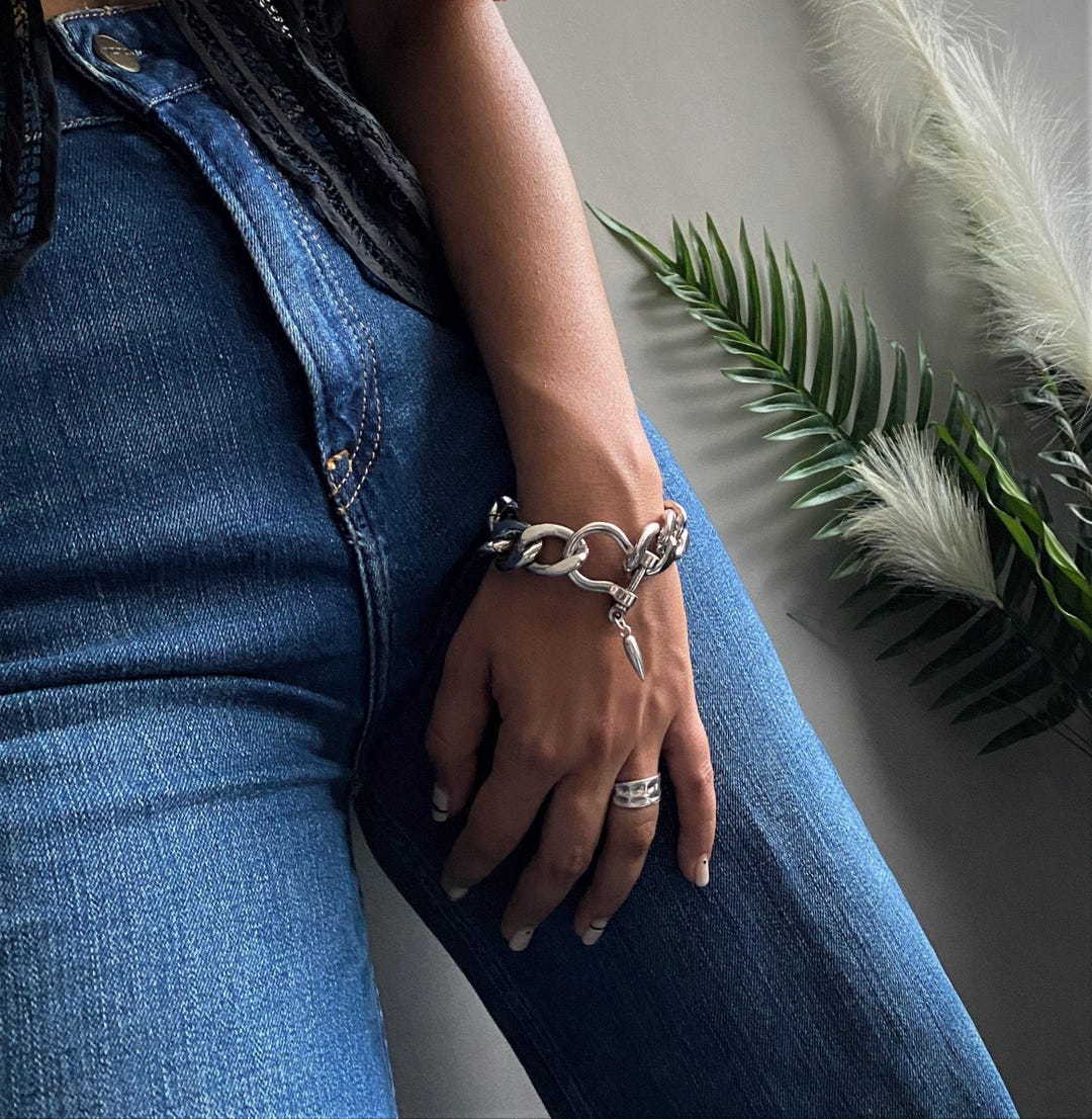 Statement XL Aluminum Chain Cuff, Oversized Lightweight Curb Chain ...