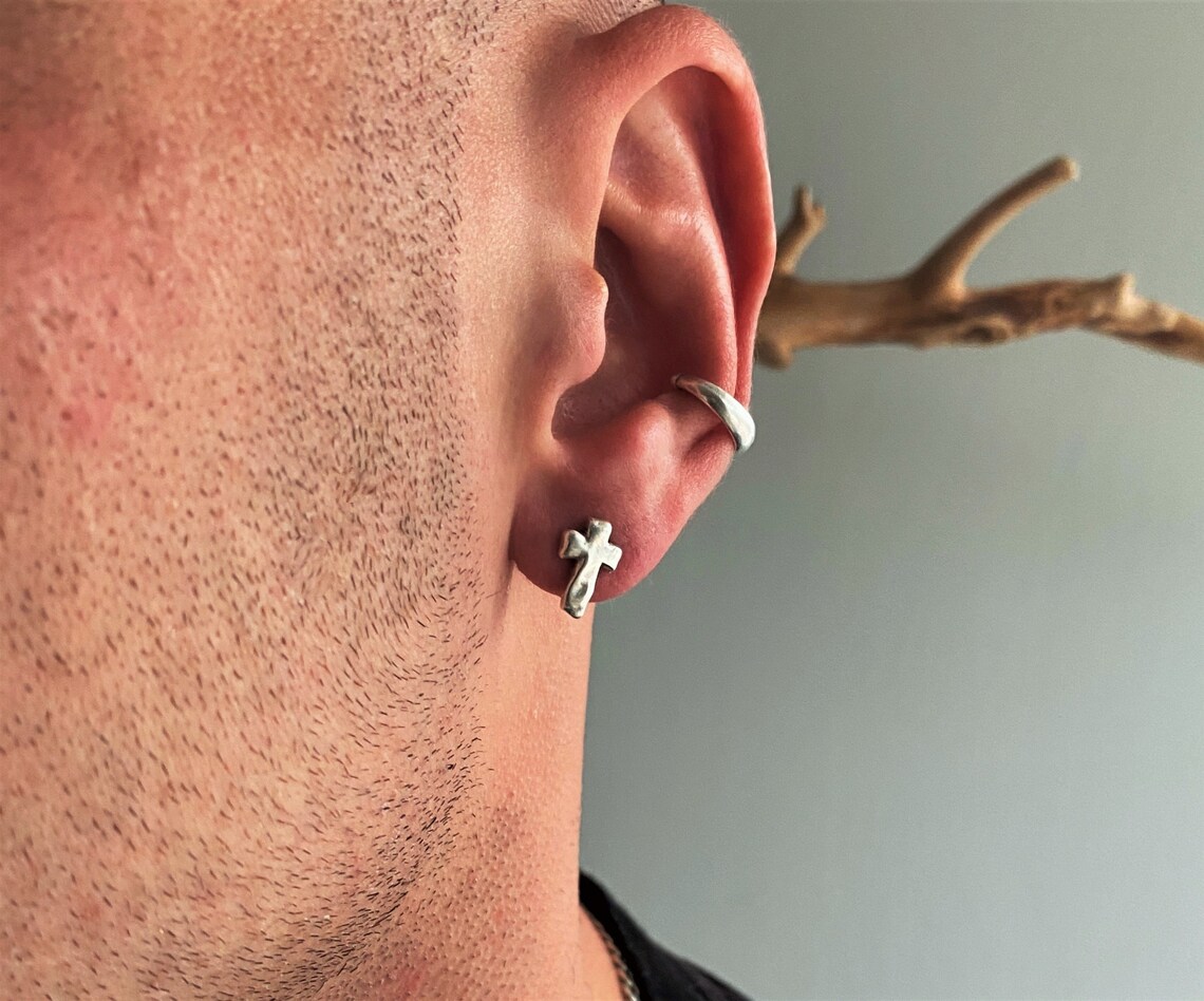 Mens One Fake Helix Piercing Unisex Single Silver Dicke Ohr Etsy