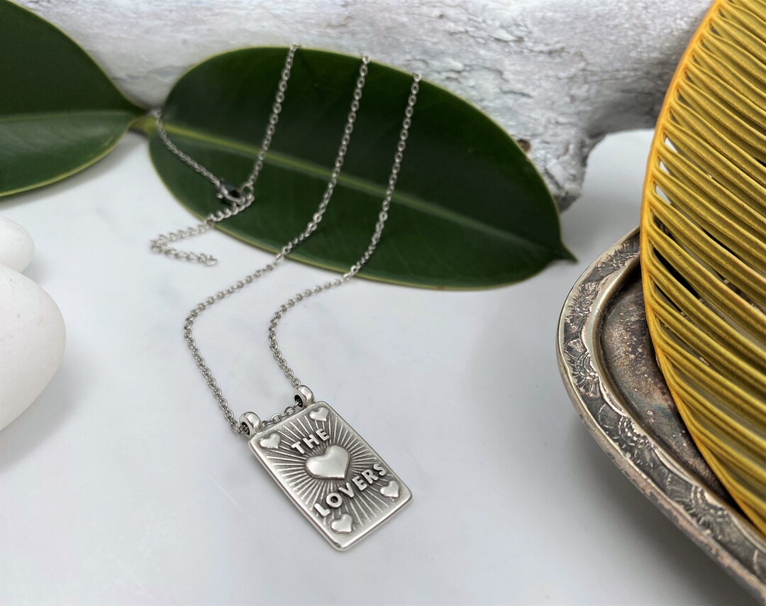 Urban Love Chain Necklace• Silver Square Adjustable Pendant ...