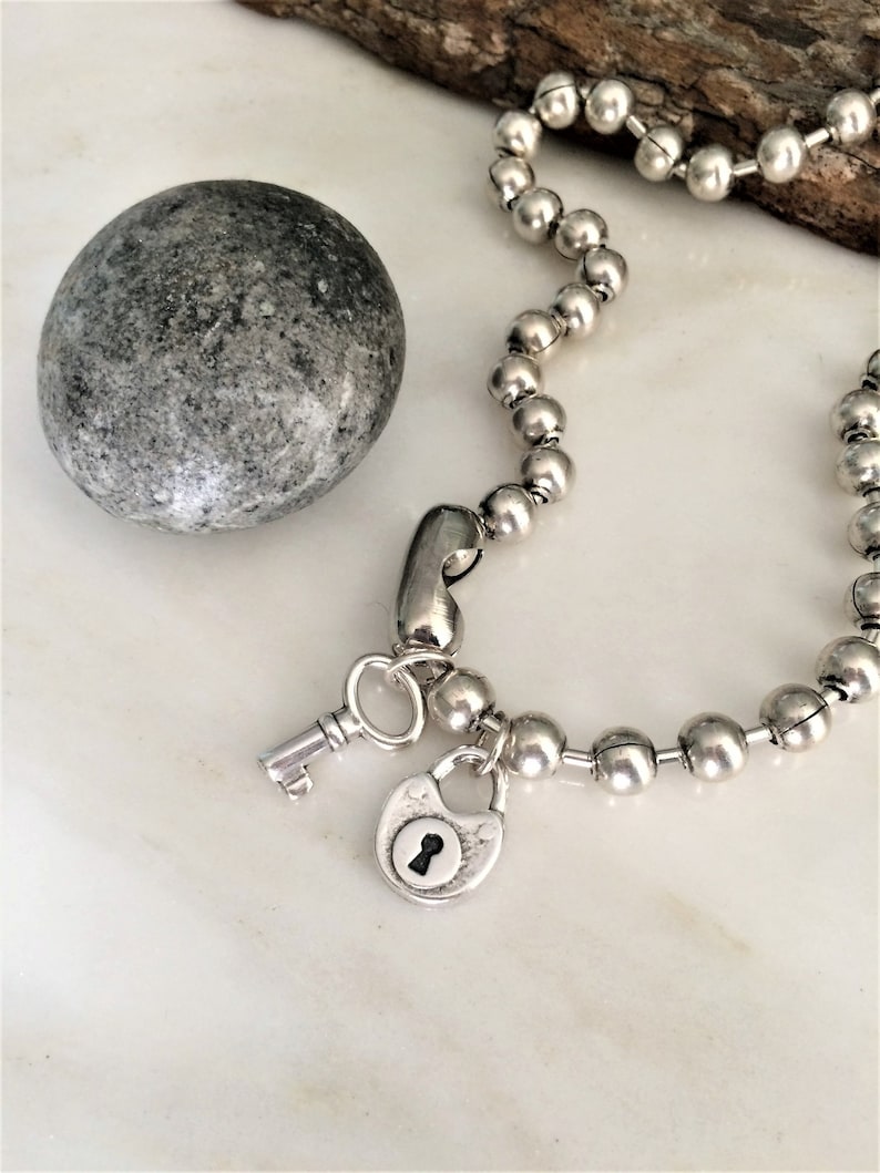 Chunky Ball Chain With Padlock and Key Uno De 50 Style Key - Etsy