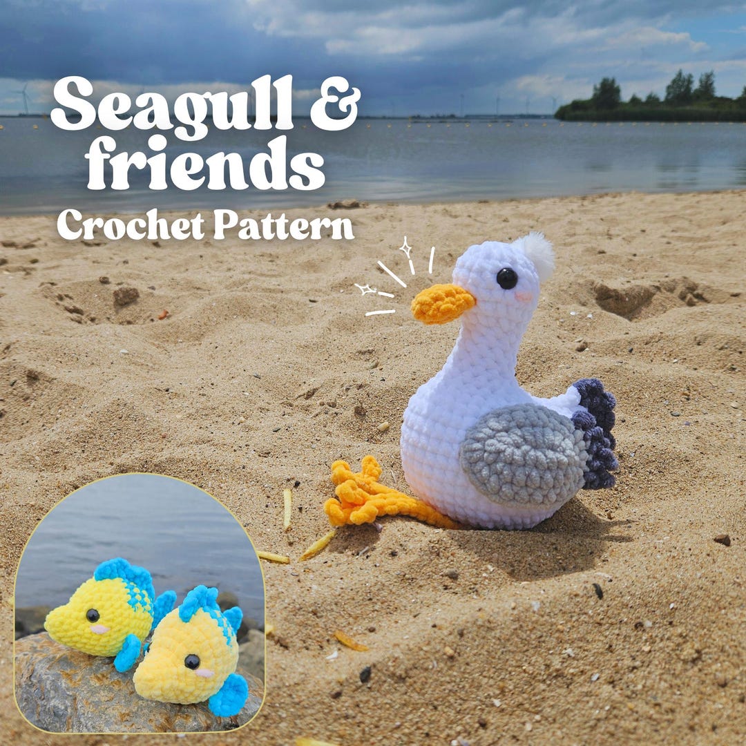 Seagull & Friends Crochet Pattern Pack, Scuttle Seagull, Sebastian Crab ...
