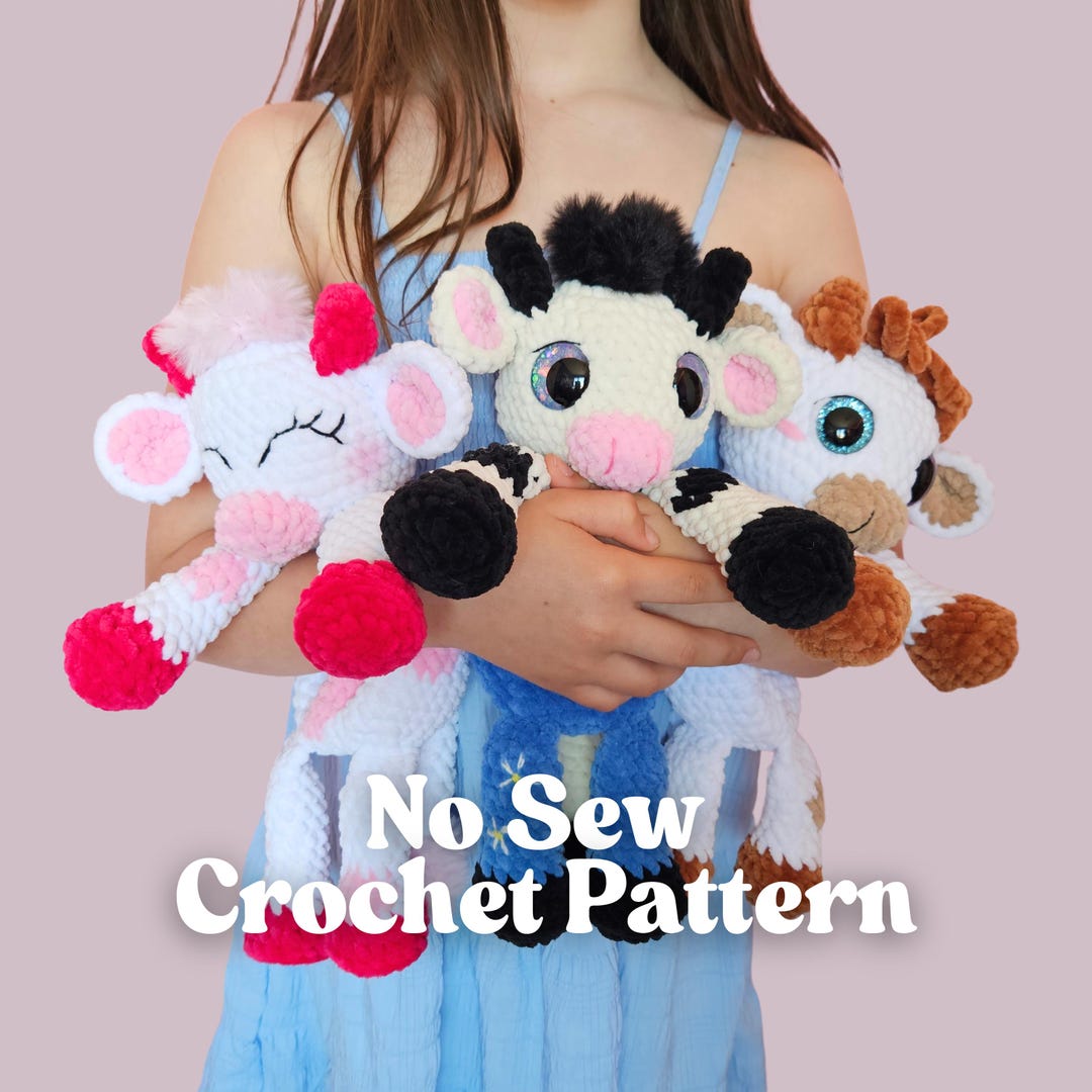No-sew Moomoo Cow Snuggler Crochet Pattern | Beginner-friendly, Plushie ...