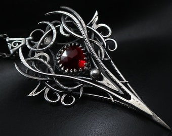 Sterling Silver, Fantasy Gothic Style Necklace Pendant, Red Quartz ...