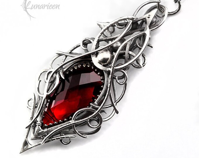 Sterling Silver, Fantasy Gothic Style Necklace Pendant, Red Quartz ...
