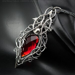 Sterling Silver, Fantasy Gothic Style Necklace Pendant, Red Quartz ...