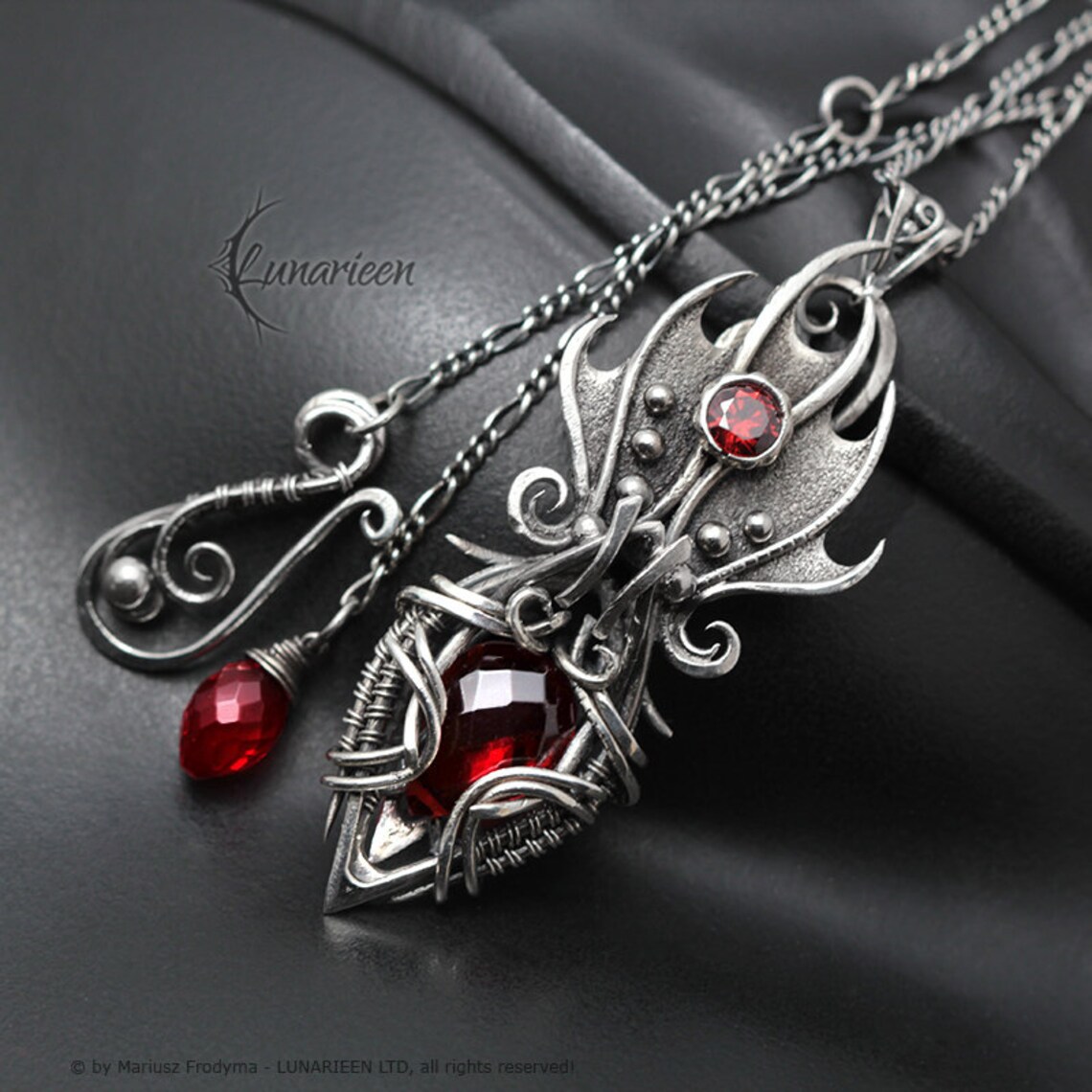 Sterling Silver Red Quartz Pendant: Gothic Vampire Necklace - Etsy