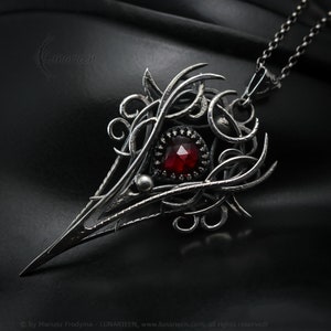 Sterling Silver, Fantasy Gothic Style Necklace Pendant, Red Quartz ...