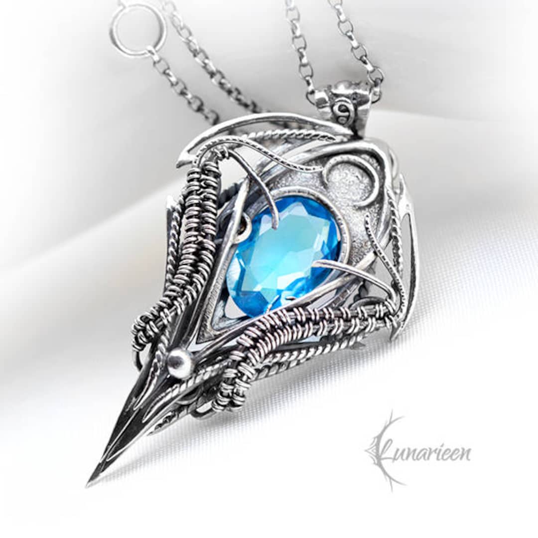 Sterling Silver Gothic Vampire Unique Necklace Blue Quartz Gift ...