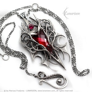 Sterling Silver Red Quartz Gothic Pendant Necklace: Vampire Witchy ...