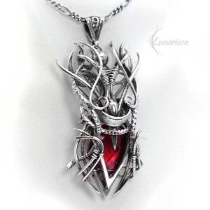 Sterling Silver, Fantasy Gothic Style Necklace Pendant, Red Quartz ...