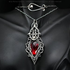 Sterling Silver, Fantasy Gothic Style Necklace Pendant, Red Quartz ...