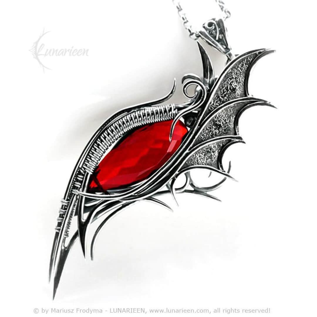 Sterling Silver Wire Wrapped Dragons Eye Pendant Necklace Red Quartz ...