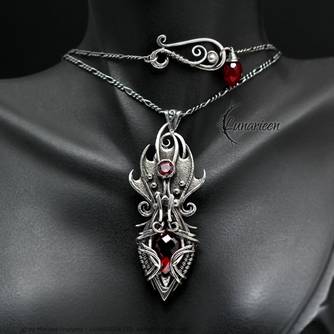 Sterling Silver Red Quartz Pendant: Gothic Vampire Necklace - Etsy