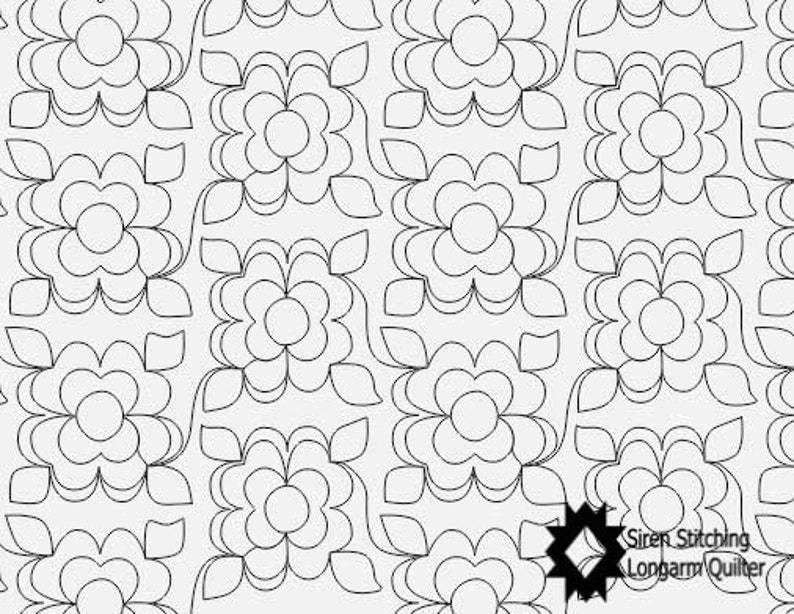 Heather's Flowers Digital Quilting Pantograph - Floral Longarm Quilting ...
