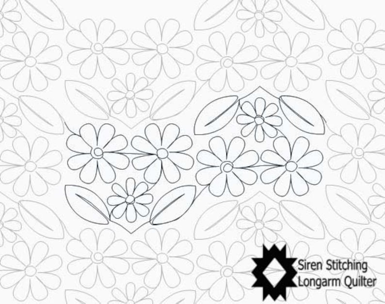 Daisy Trio Digital Quilting Pantograph Floral Longarm | Etsy