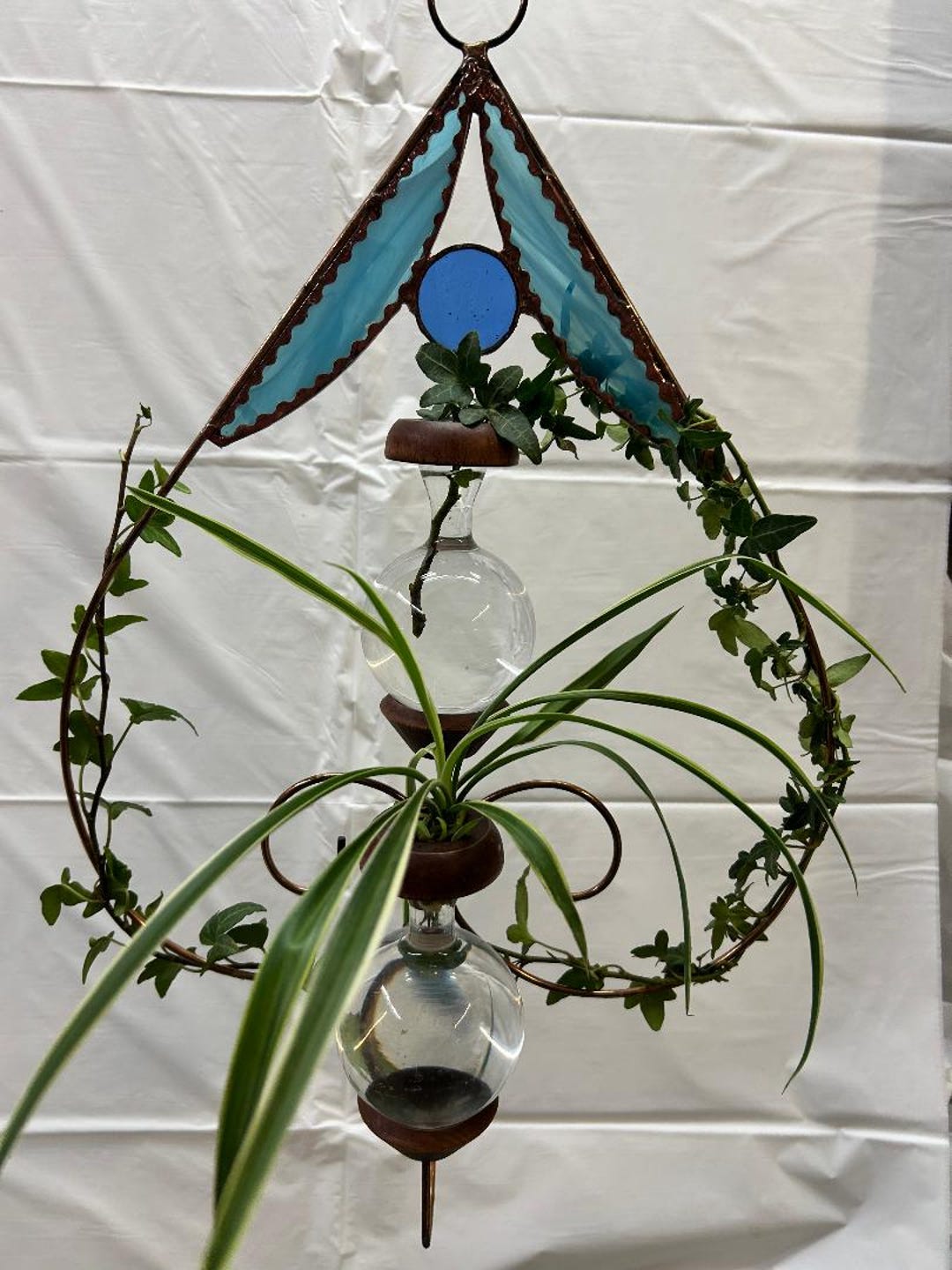 Blue Stained Glass Double Spade Plant Rooter One-of-a-kind. - Etsy