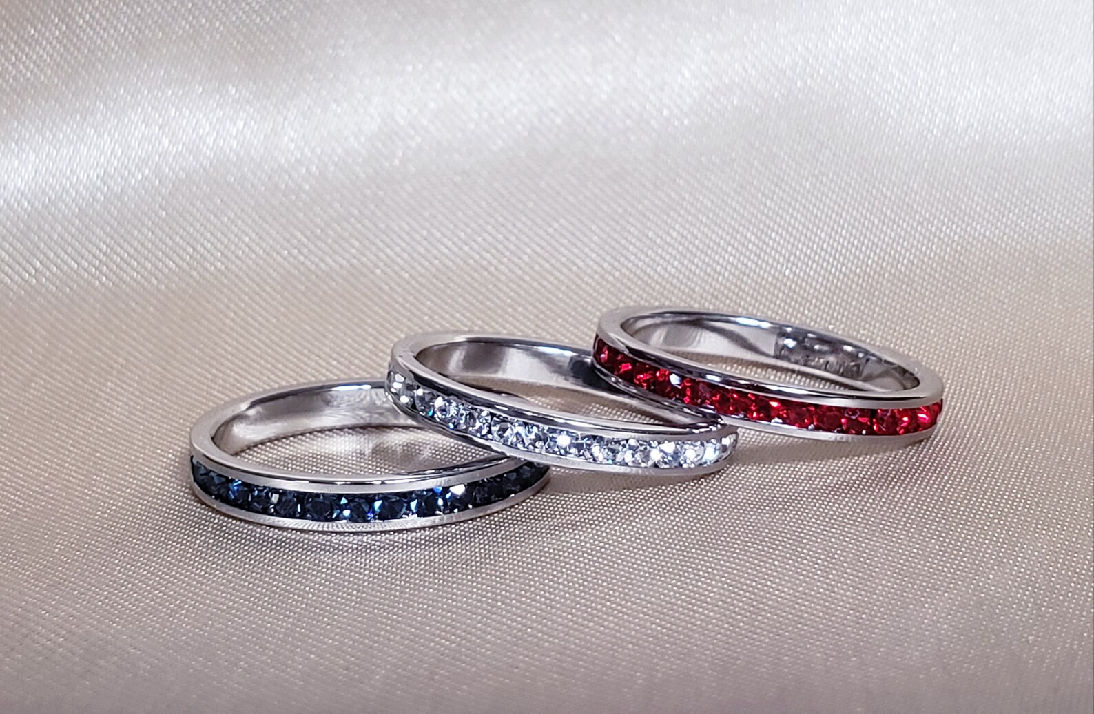 Birthstone Crystal Eternity Bands 3mm Stackable Rings - Etsy