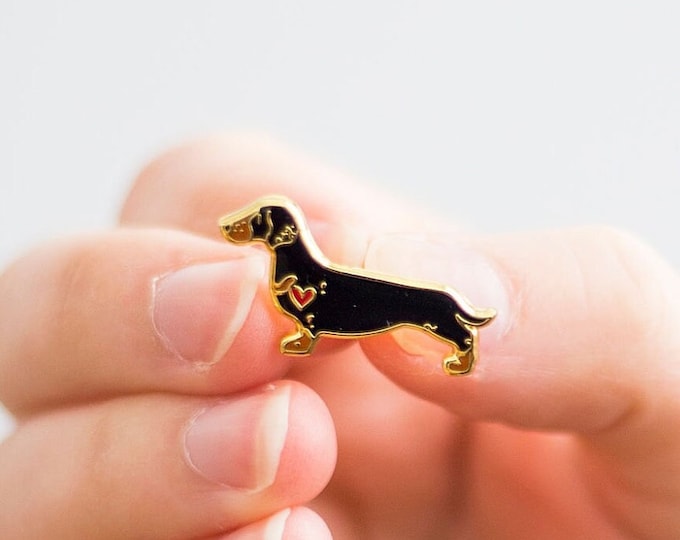Dachshund Enamel Pins black or Brown - Etsy