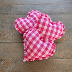 Set of 3 Pink Homespun Frayed Edge Hearts/4-inch Fabric Hearts ...