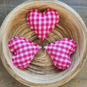 Set of 3 Pink Homespun Frayed Edge Hearts/4-inch Fabric Hearts ...