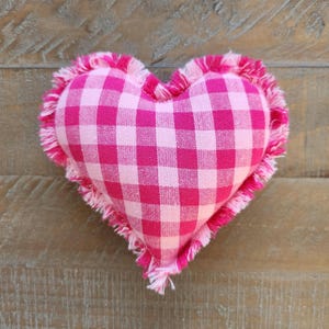 Set of 3 Pink Homespun Frayed Edge Hearts/4-inch Fabric Hearts ...
